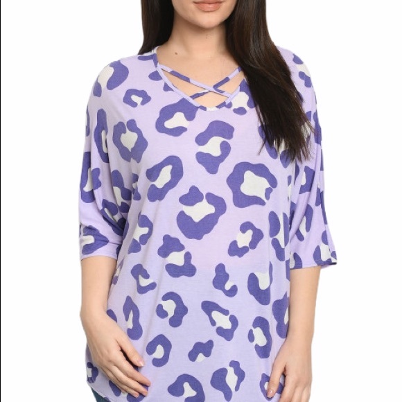 Tops | 42 Lilac Purple Big Leopard Print Plus Size Top | Poshmark